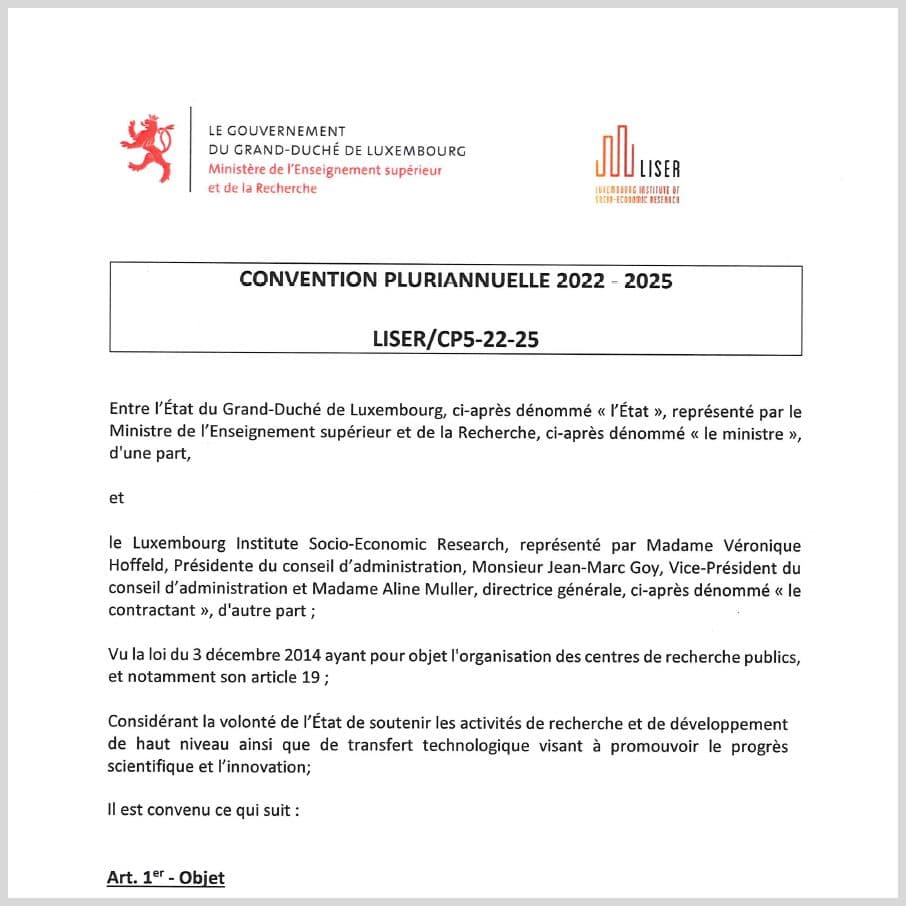 À propos de l’Institut I Luxembourg Institute of Socio-Economic Research